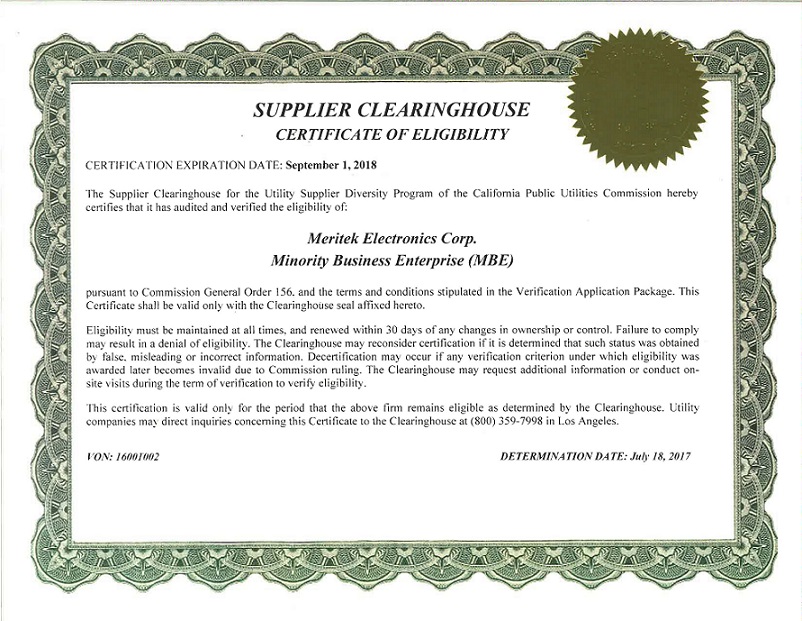 About Us - Meritek Electronics Corporation